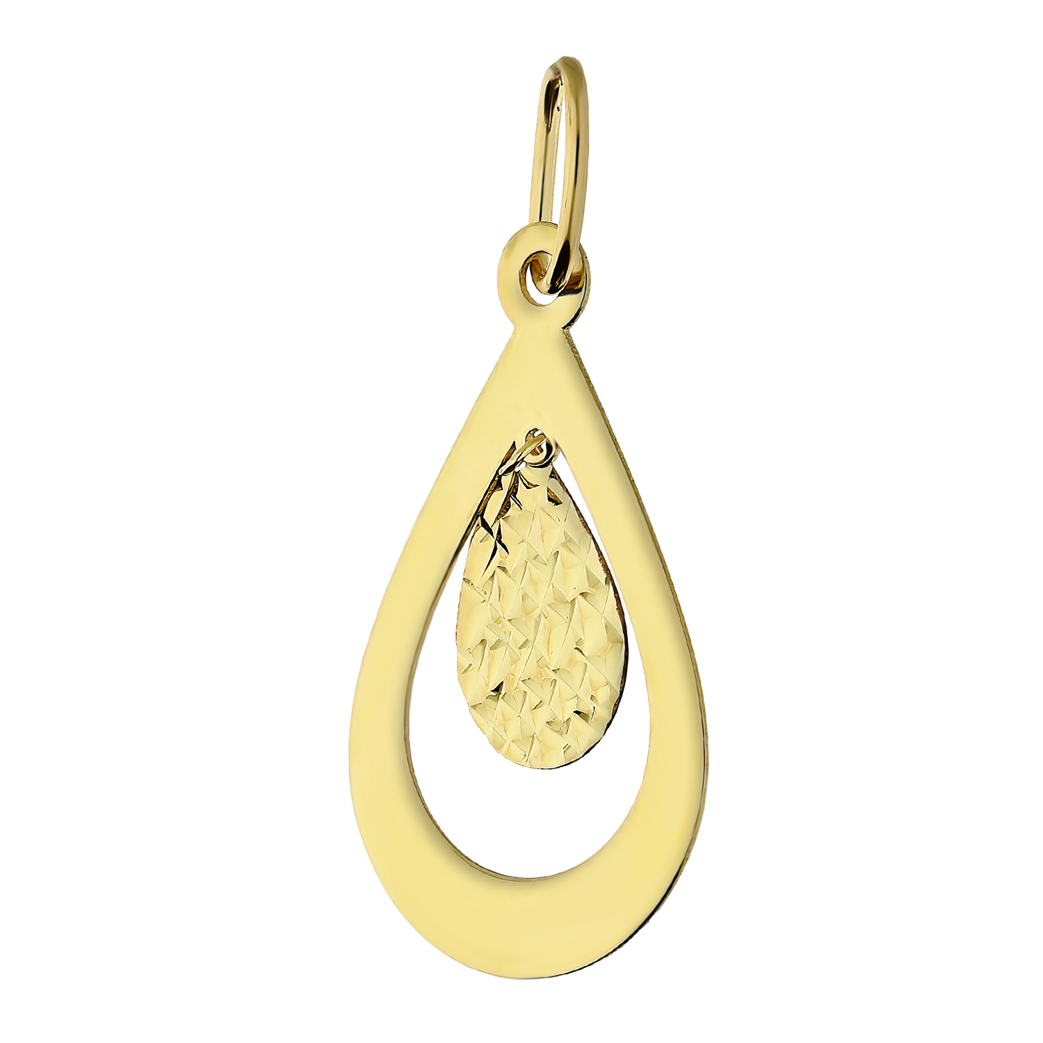 Zawieszka złota kropla z mniejszą kropelką MZ T23-P-LP-516 próba 585 - Sklep jubilerski Sezam