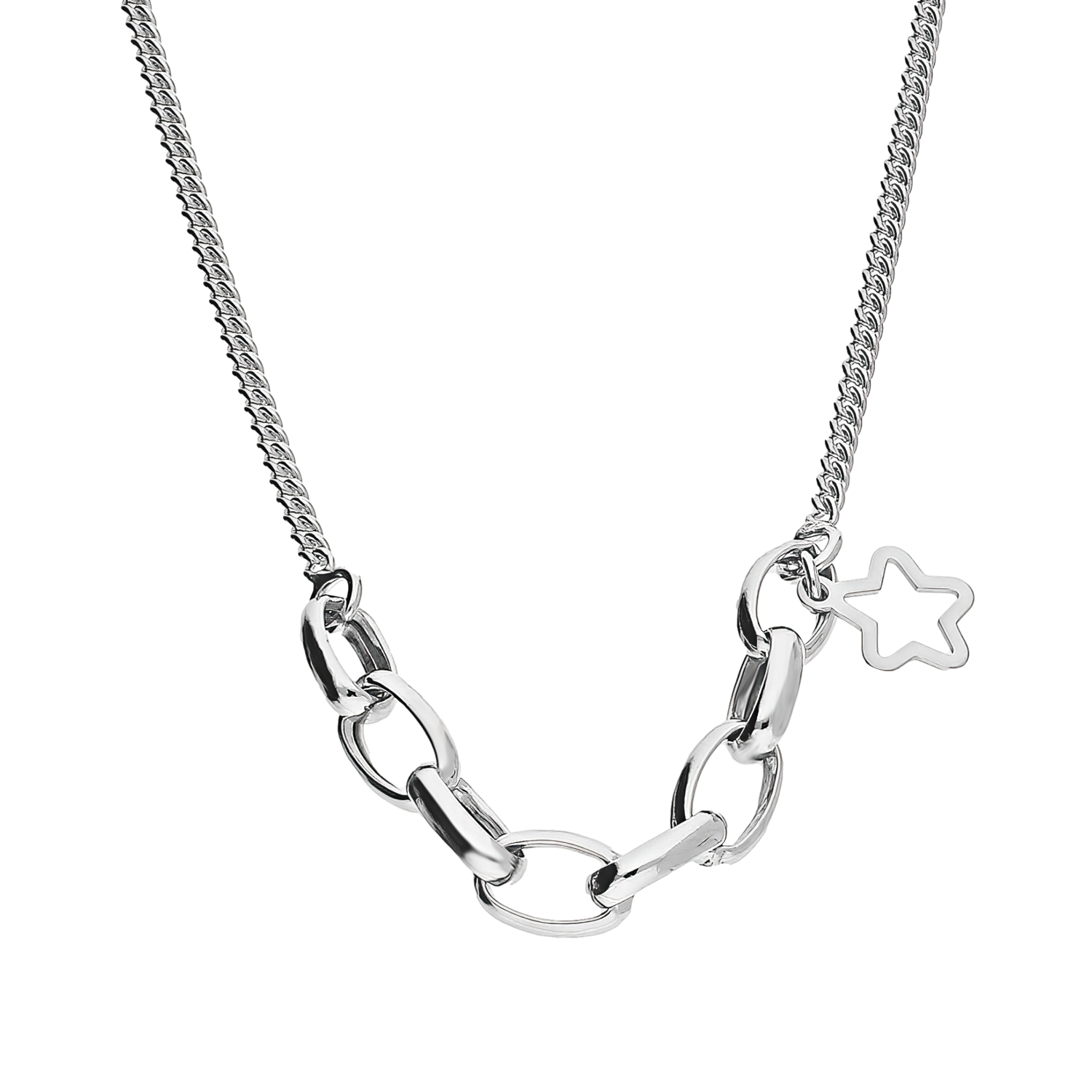 Naszyjnik srebrny owalne ramki i gwiazdka/pancer 2l NI GIA13276 ROD ...