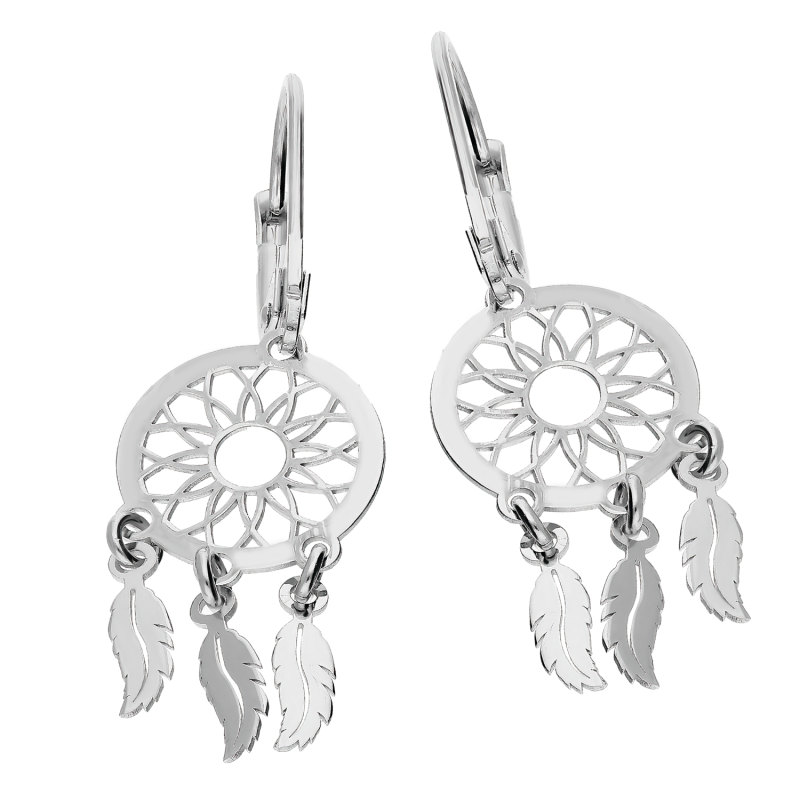 Kolczyki srebre ażurowy łapacz snów/big.zam. NI XOR02090 ROD próba 925 - Sklep Jubilerski Sezam