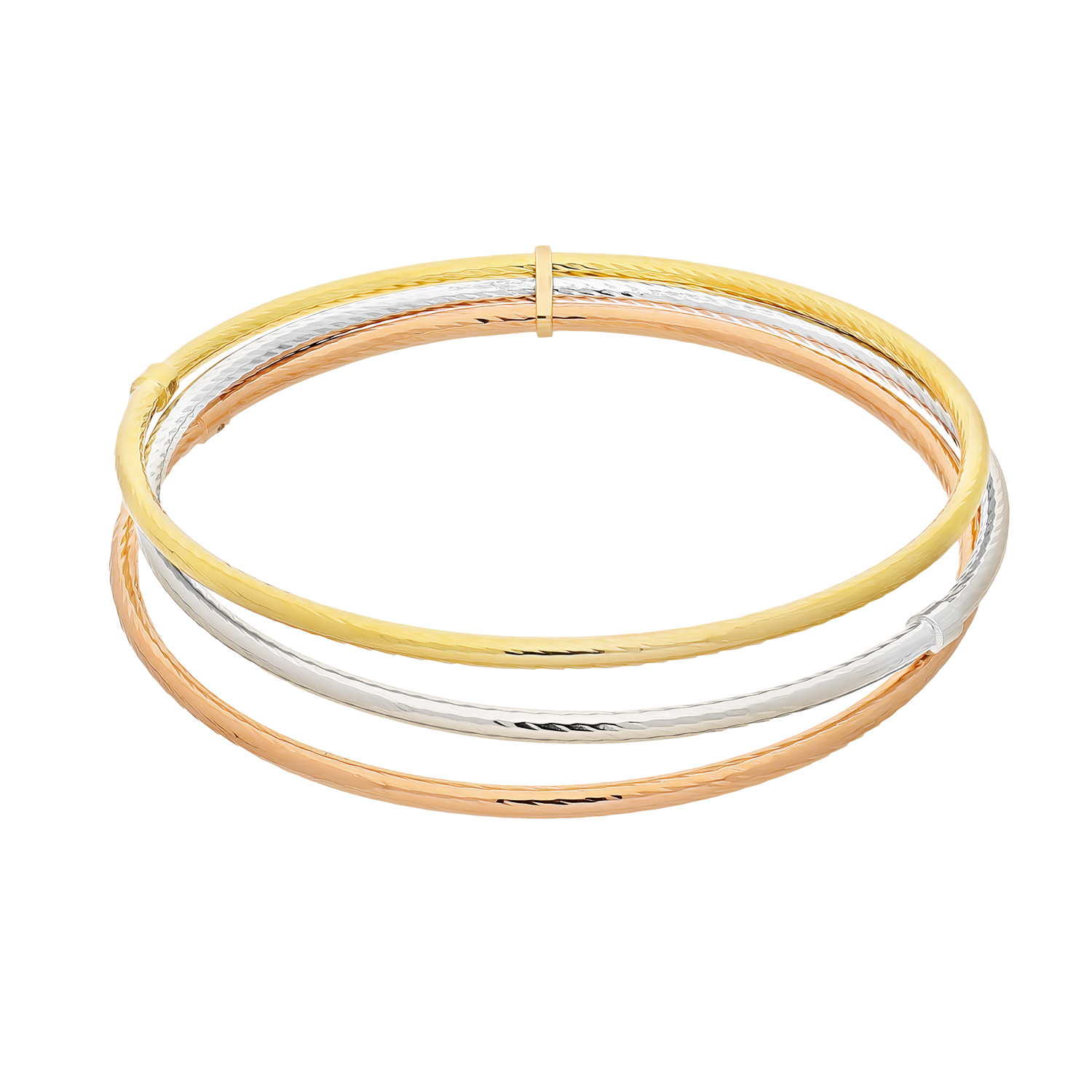 Bransoleta złota bangla trzy koła w trzech kolorach M3-231 próba 585 - Sklep jubilerski Sezam