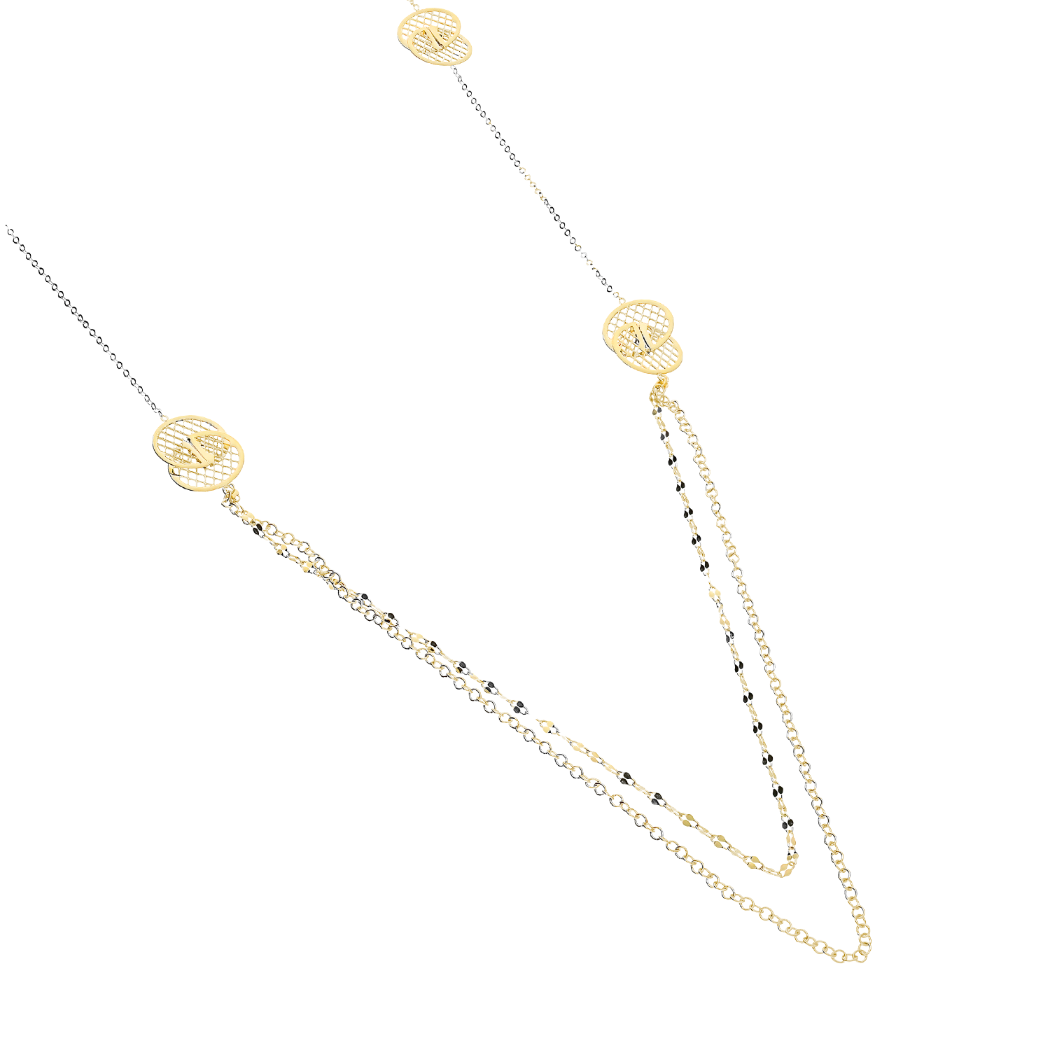 Naszyjnik złoty ażurowe koła zachodzące/rolo+kawa BC110 próba 585 - Sklep jubilerski Sezam