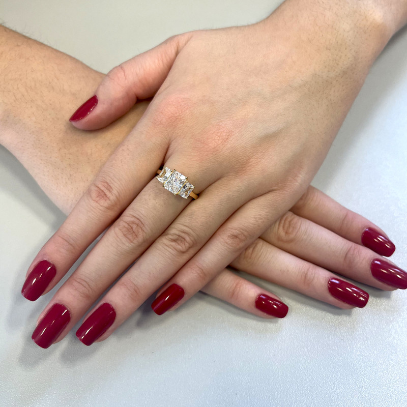 Pozłacany Pierścionek Srebrny z Cyrkoniami Bagietkami - JubilerSezam.pl ...