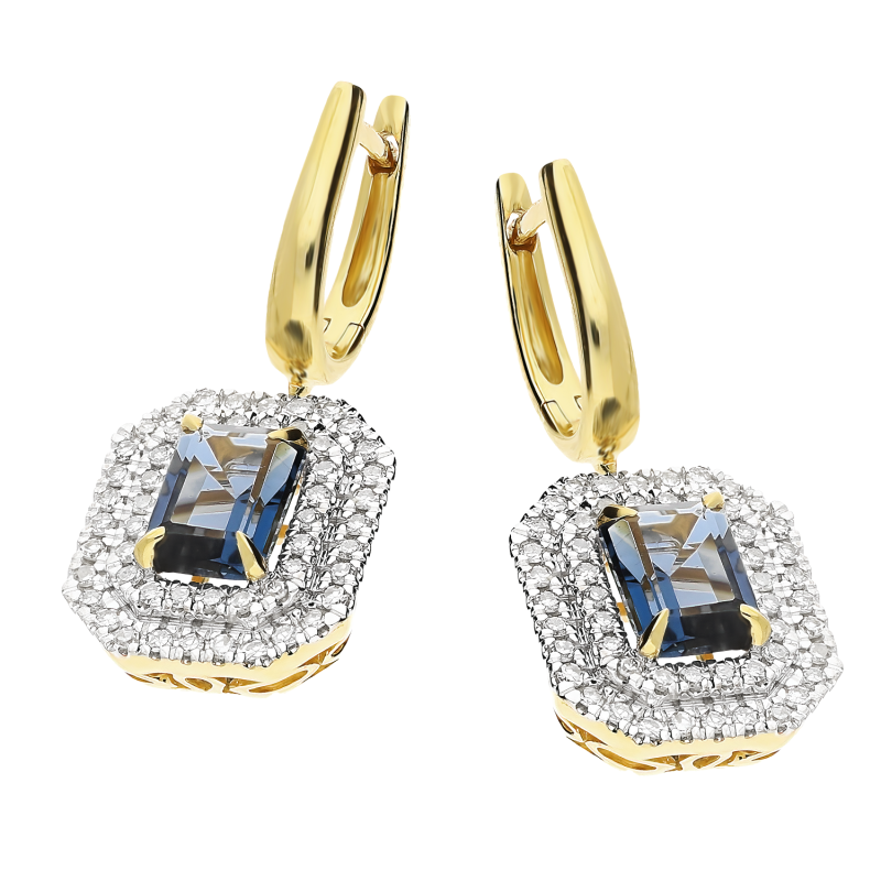 Złote Kolczyki z Topazem i Diamentami pr. 585 - JubilerSezam.pl - Sklep ...