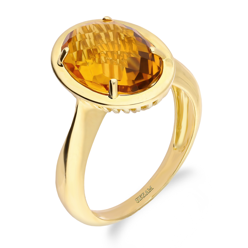 Złoty Pierścionek z Cytrynem w Szlifie Owalnym - JubilerSezam.pl ...