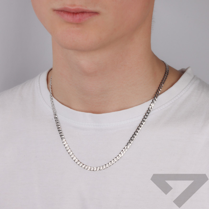 Łańcuszek srebrny pancer rodowany - Sklep Jubilerski Sezam