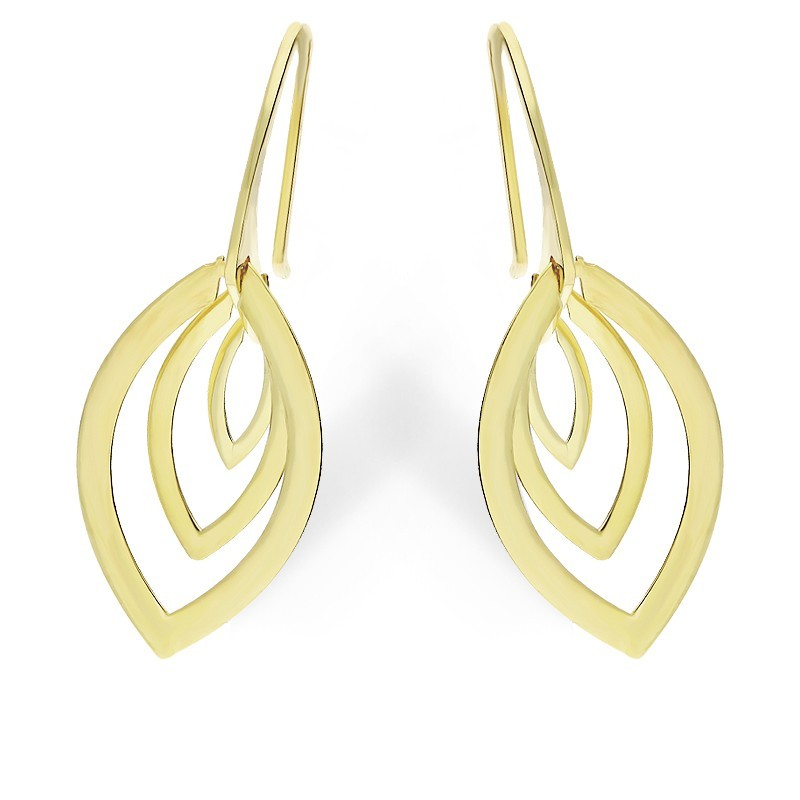 Kolczyki złote łezki trzy elementy, bigiel otwarty nr AR 1771 Au 333 ...